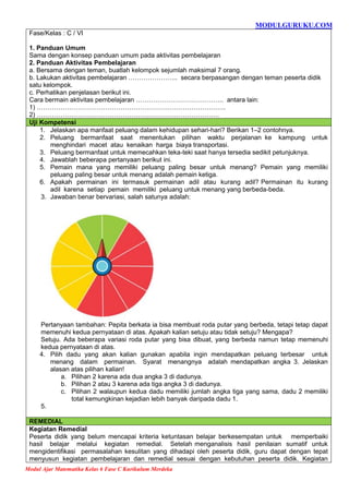 Modul Ajar Matematika Kelas 6 Fase C Kurikulum Merdeka | PDF
