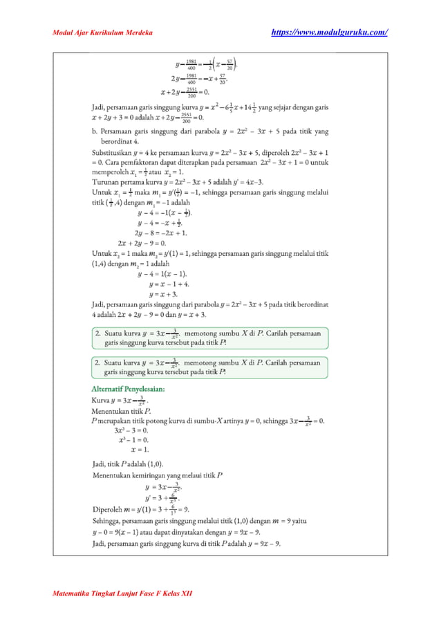 Modul Ajar Matematika Tingkat Lanjut Kelas 12 Fase F Kurikulum Merdeka | PDF