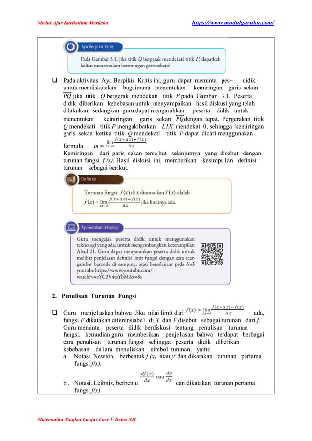 Modul Ajar Matematika Tingkat Lanjut Kelas 12 Fase F Kurikulum Merdeka | PDF