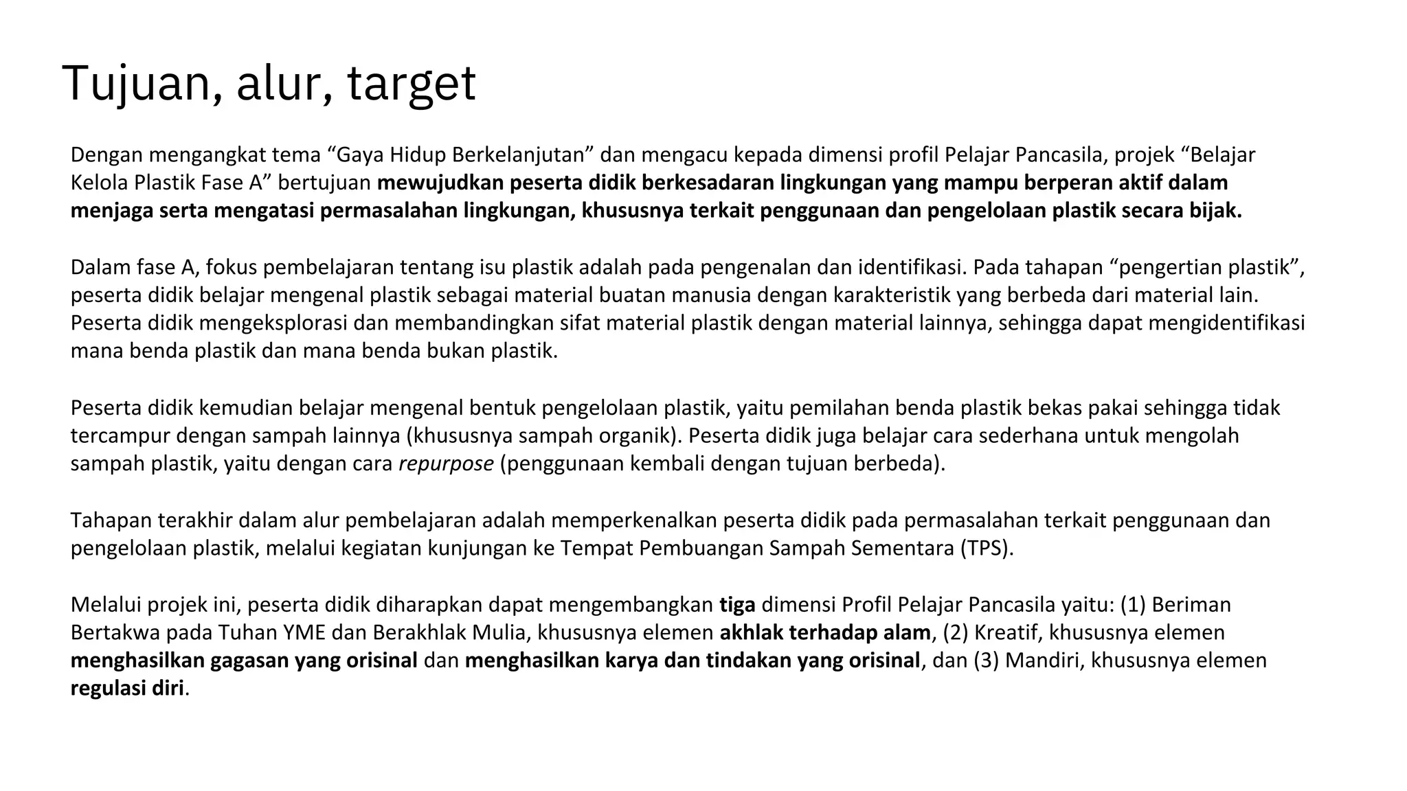 Modul Ajar Modul projek - Gaya Hidup Berkelanjutan - Kelola Plastik ...