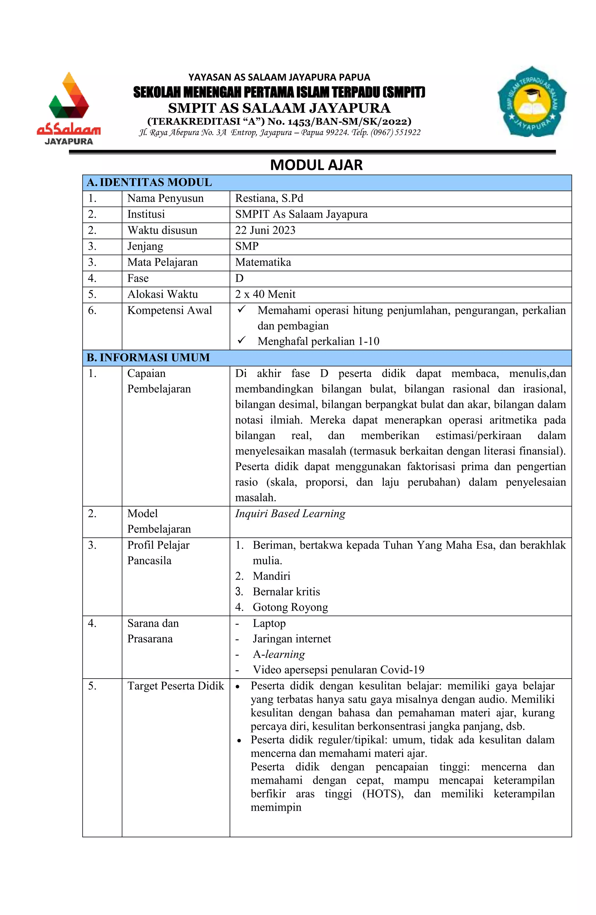 MODUL AJAR MTK P1 FIX.docx