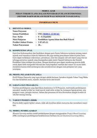 Modul Ajar PAI Budi Pekerti Kelas 10 SMA Fase E | PDF