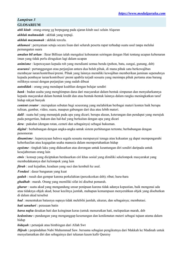 Modul Ajar PAI Budi Pekerti Kelas 10 SMA Fase E | PDF