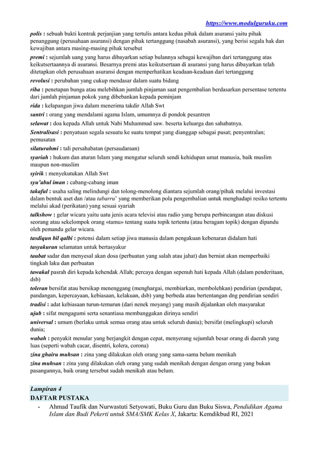 Modul Ajar PAI Budi Pekerti Kelas 10 SMA Fase E | PDF