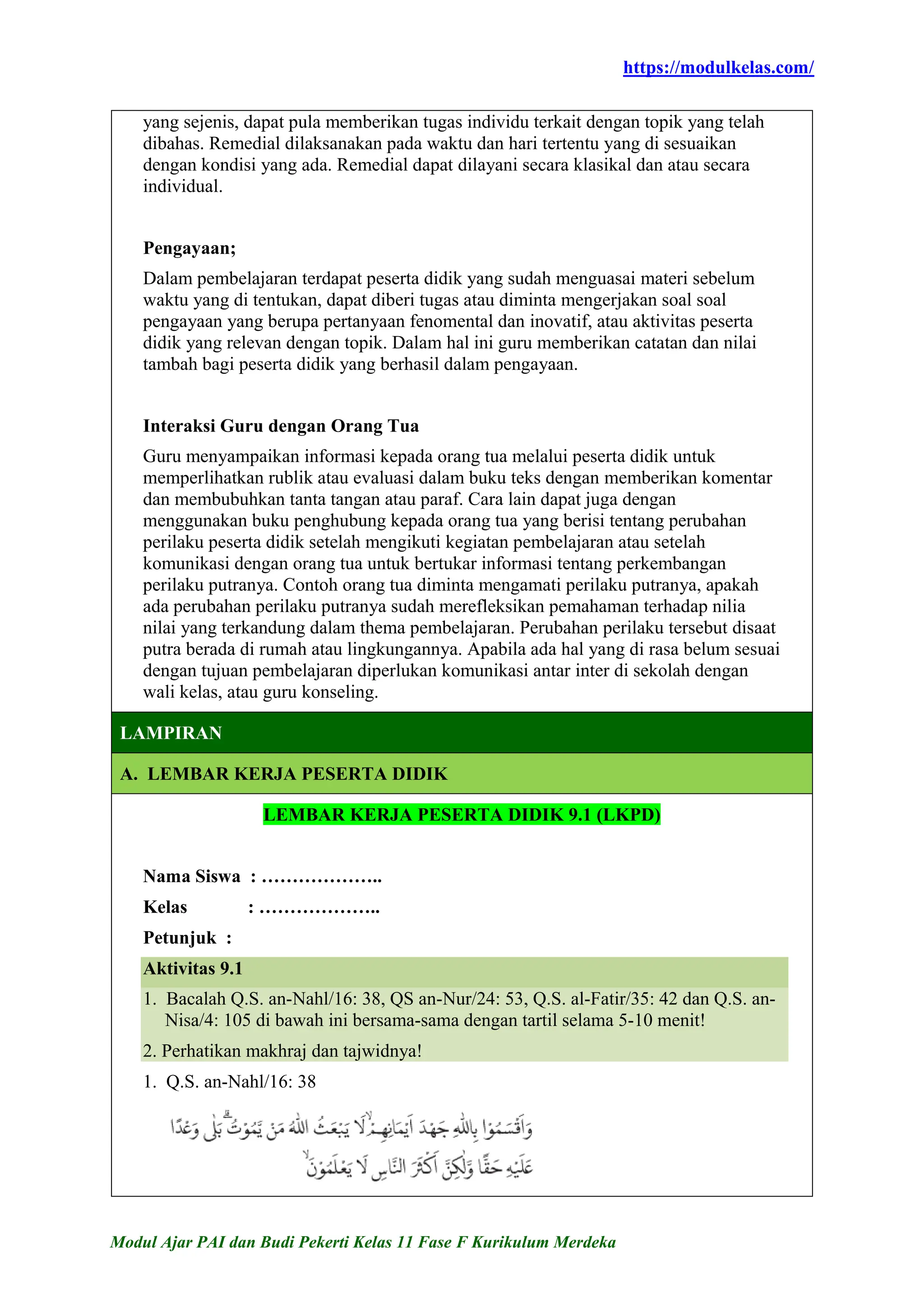 Modul Ajar PAI dan Budi Pekerti Kelas 12 SMA Fase F Kurikulum Merdeka | PDF