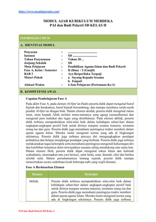 MODUL AJAR PAI DAN BUDI PEKERTI KELAS 2 BAB 3 KURIKULUM MERDEKA.docx