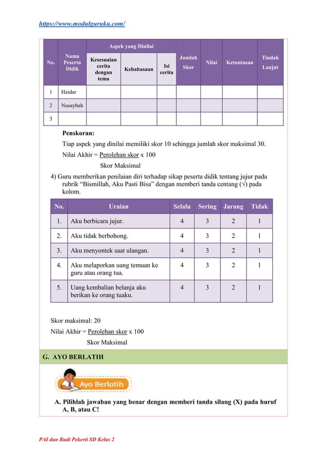 MODUL AJAR PAI DAN BUDI PEKERTI KELAS 2 BAB 3 KURIKULUM MERDEKA.docx