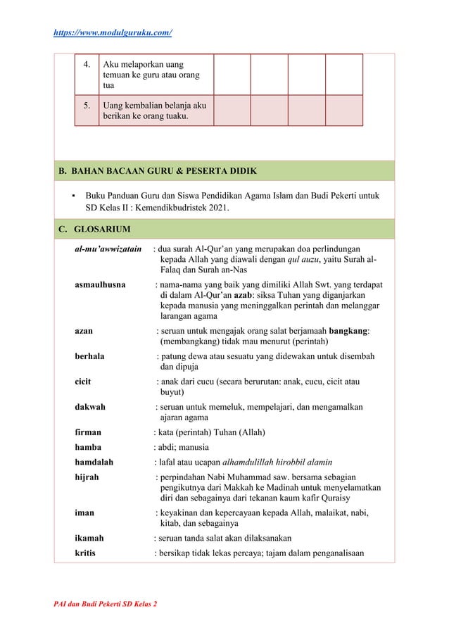 MODUL AJAR PAI DAN BUDI PEKERTI KELAS 2 BAB 3 KURIKULUM MERDEKA.docx