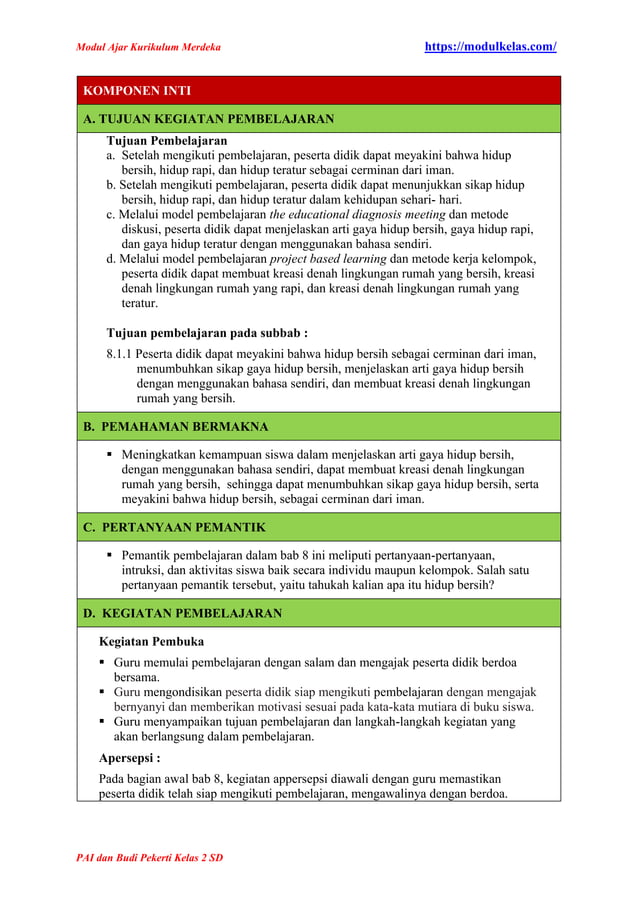 Modul Ajar PAI dan Budi Pekerti Kelas 2 Fase A Kurikulum Merdeka | PDF