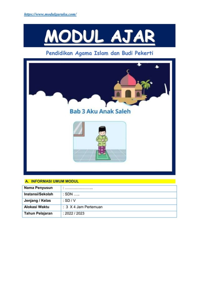 MODUL AJAR PAI DAN BUDI PEKERTI KELAS 5 BAB 3 KURIKULUM MERDEKA.docx