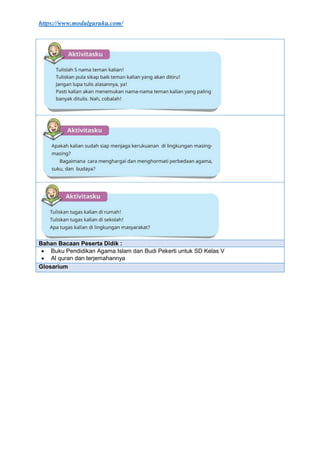 MODUL AJAR PAI DAN BUDI PEKERTI KELAS 5 BAB 3 KURIKULUM MERDEKA.docx
