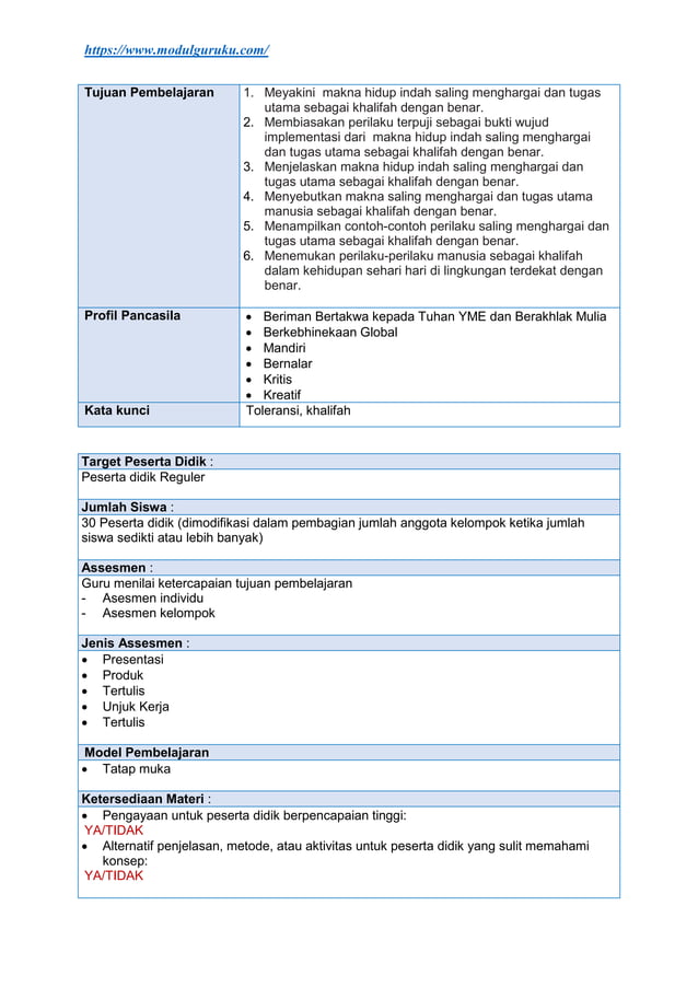 MODUL AJAR PAI DAN BUDI PEKERTI KELAS 5 BAB 3 KURIKULUM MERDEKA.docx