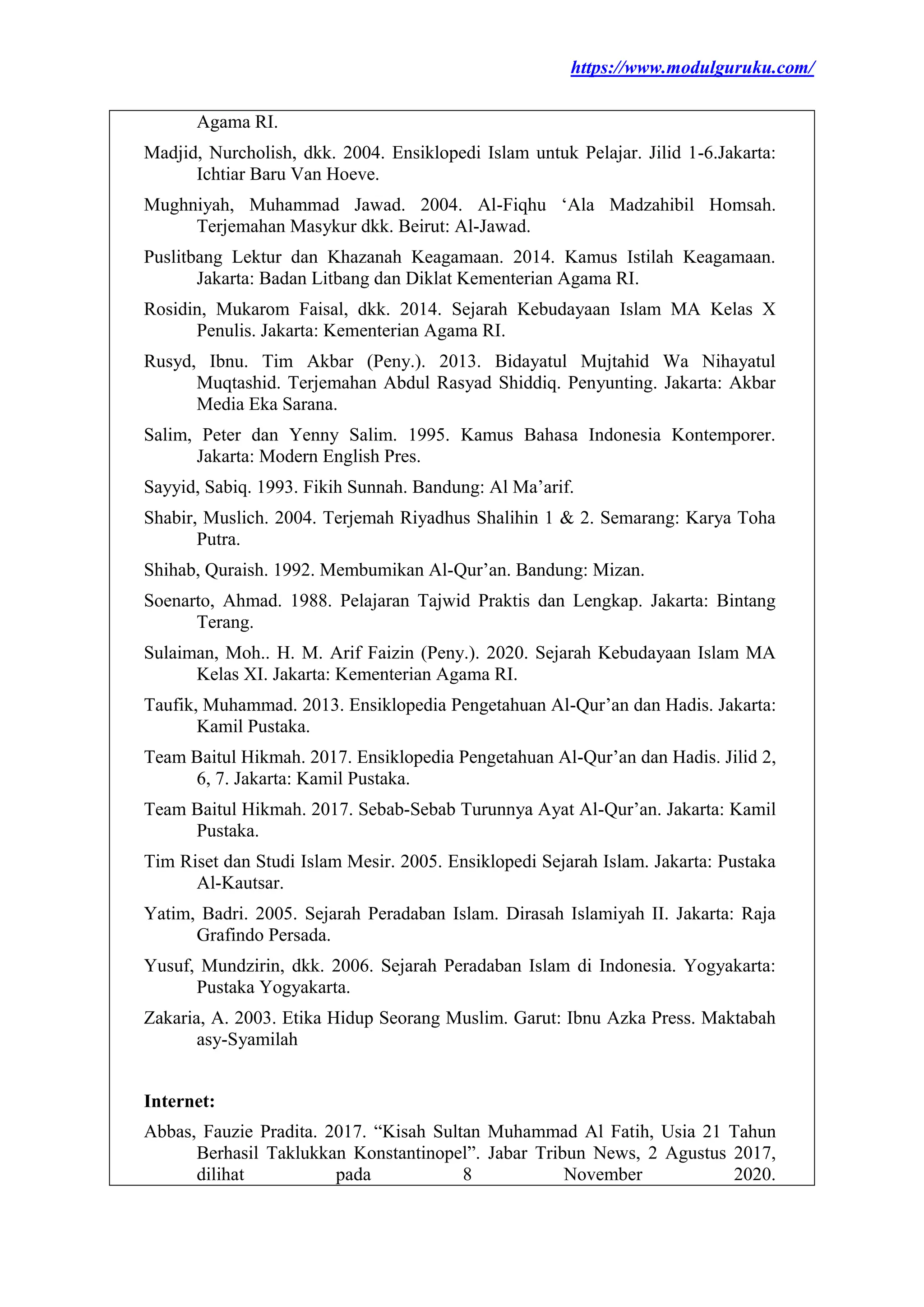 Modul Ajar PAI dan Budi Pekerti Kelas 9 Fase D Kurikulum Merdeka | PDF
