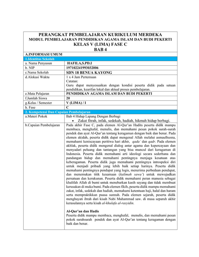 MODUL AJAR PAI KUMER KELAS 5 I BAB 4 MATERI ZAKAT _HAFILA,S.Pd.I SDN 18 BENUA KAYONG.pdf