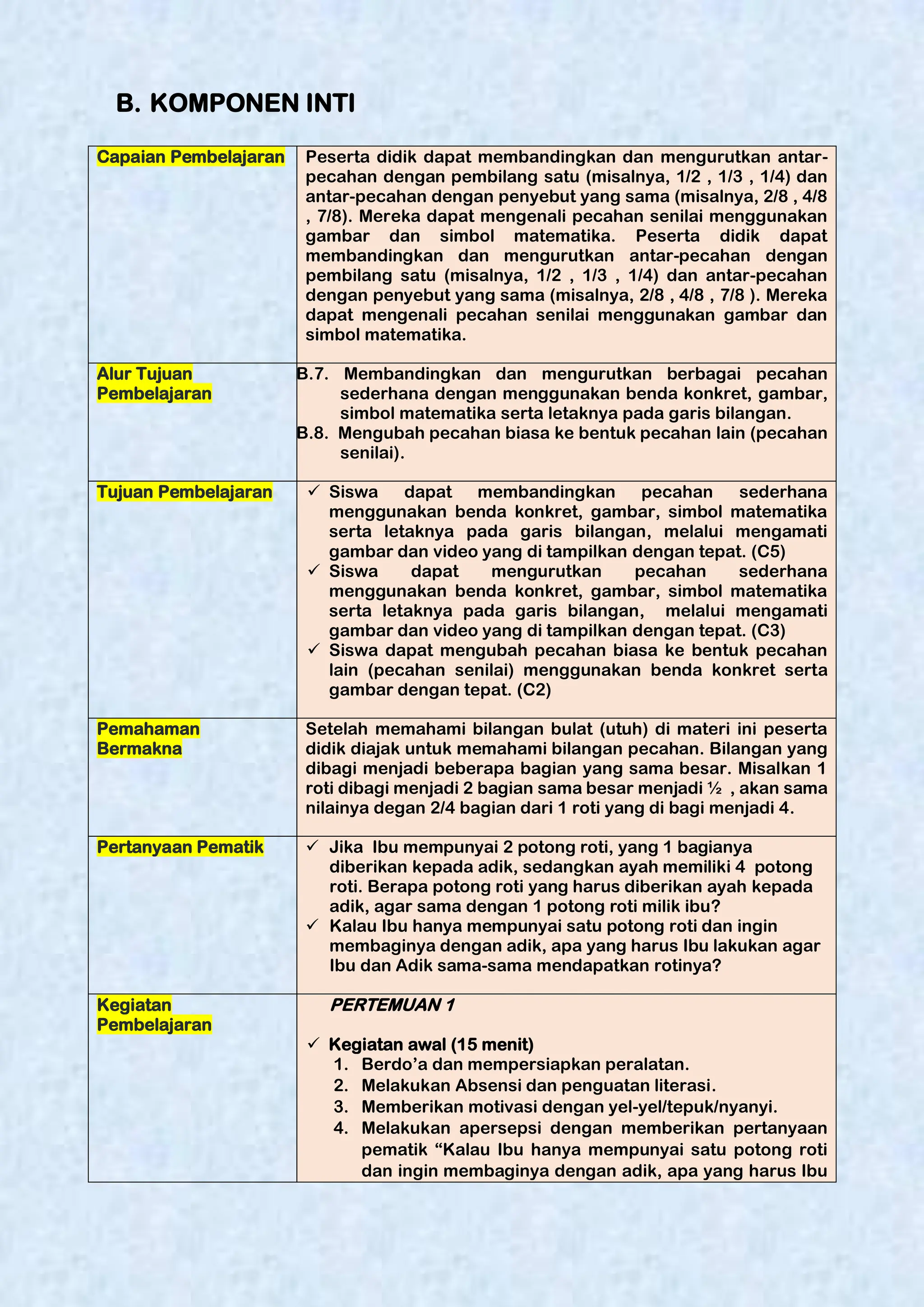 Modul ajar pembelajaran pecahan kelas 3 SD | PDF