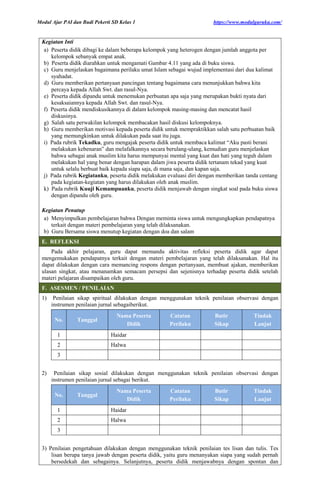 MODUL AJAR PENDIDIKAN AGAMA ISLAM (PAI) DAN BUDI PEKERTI KELAS 1 BAB 4 | DOCX