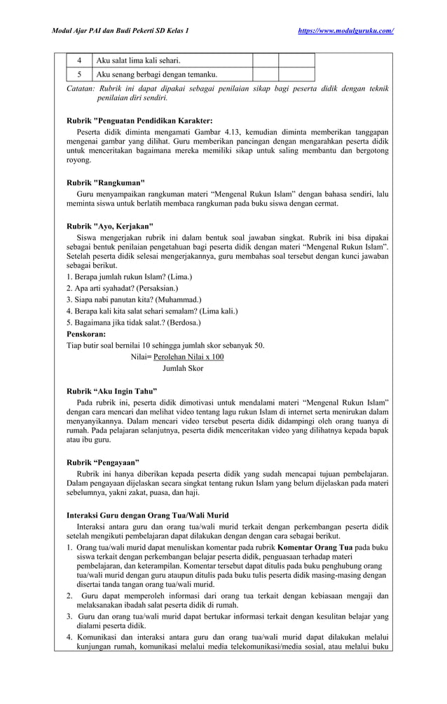 MODUL AJAR PENDIDIKAN AGAMA ISLAM (PAI) DAN BUDI PEKERTI KELAS 1 BAB 4 ...