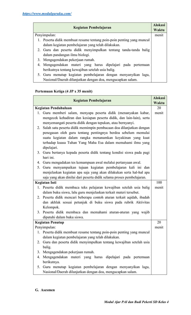 Modul Ajar Pendidikan Agama Islam (PAI) dan Budi Pekerti Kelas 4 BAB 4 | DOCX
