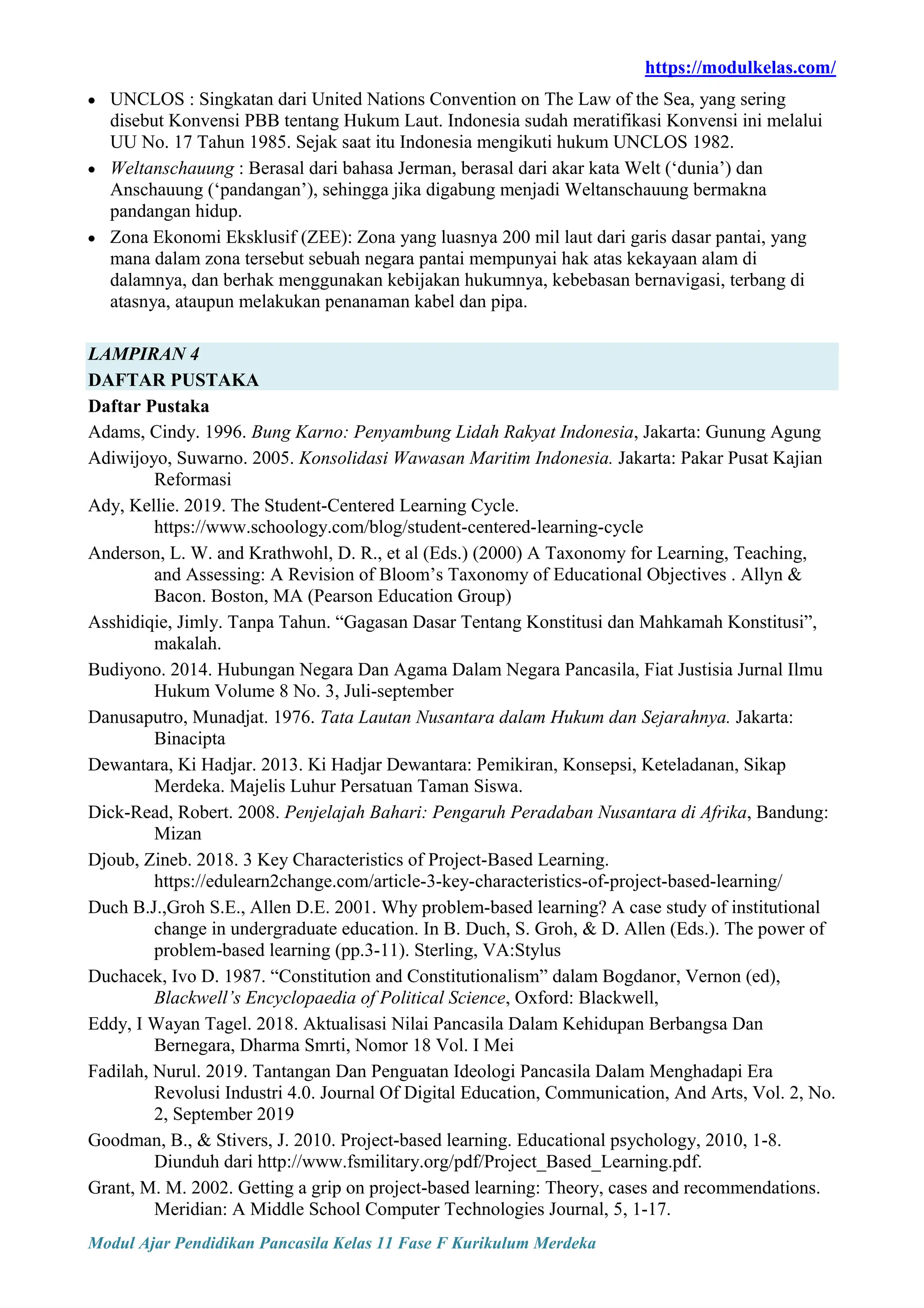 Modul Ajar Pendidikan Pancasila Kelas 11 SMA/MA Fase F Kurikulum Merdeka | PDF