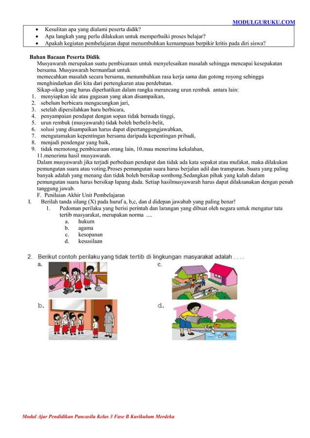 Modul Ajar Pendidikan Pancasila Kelas 3 Fase B Kurikulum Merdeka | PDF