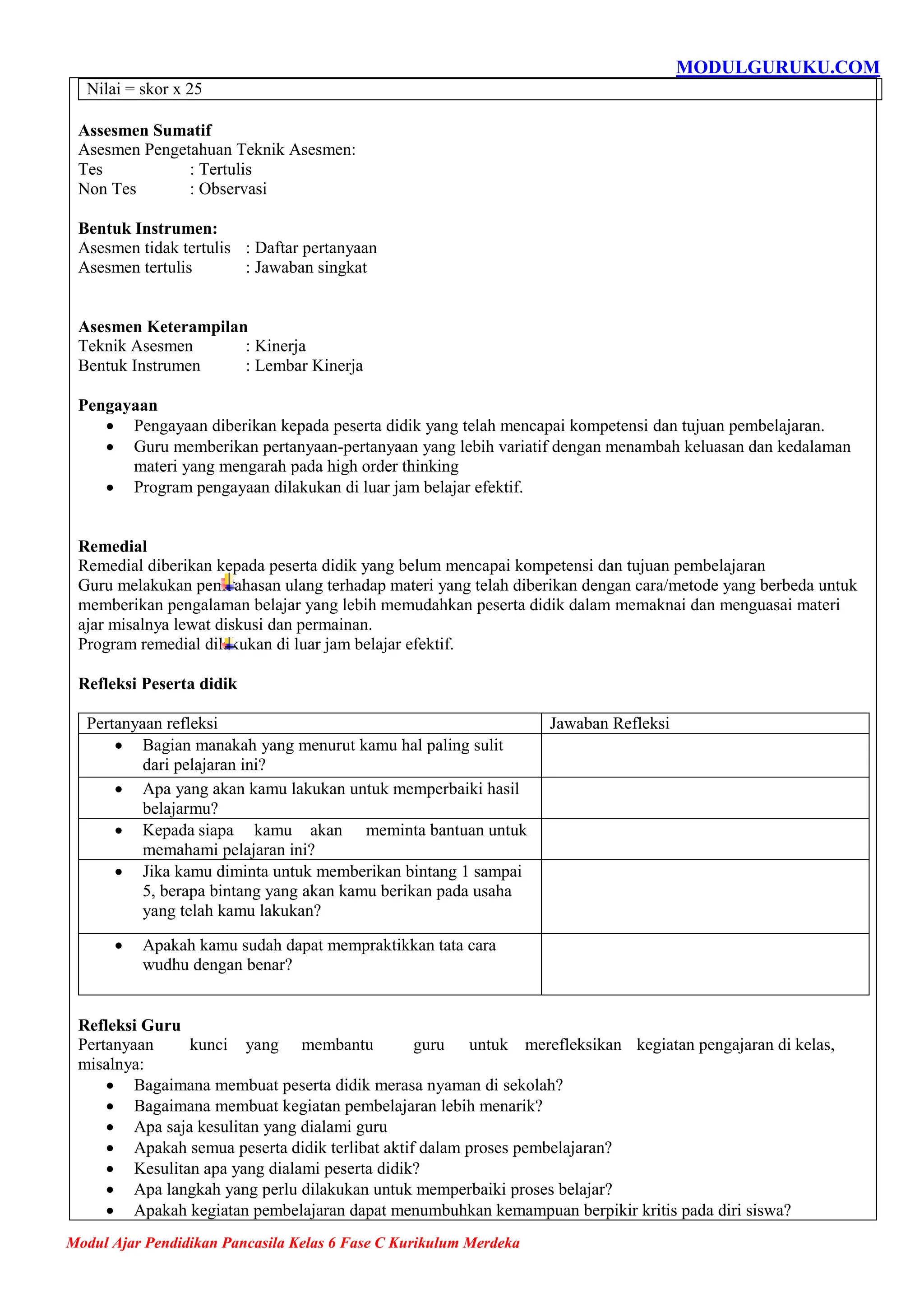 Modul Ajar Pendidikan Pancasila Kelas 6 Fase C Kurikulum Merdeka | PDF