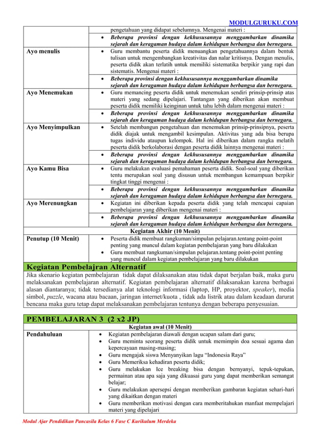 Modul Ajar Pendidikan Pancasila Kelas 6 Fase C Kurikulum Merdeka | PDF