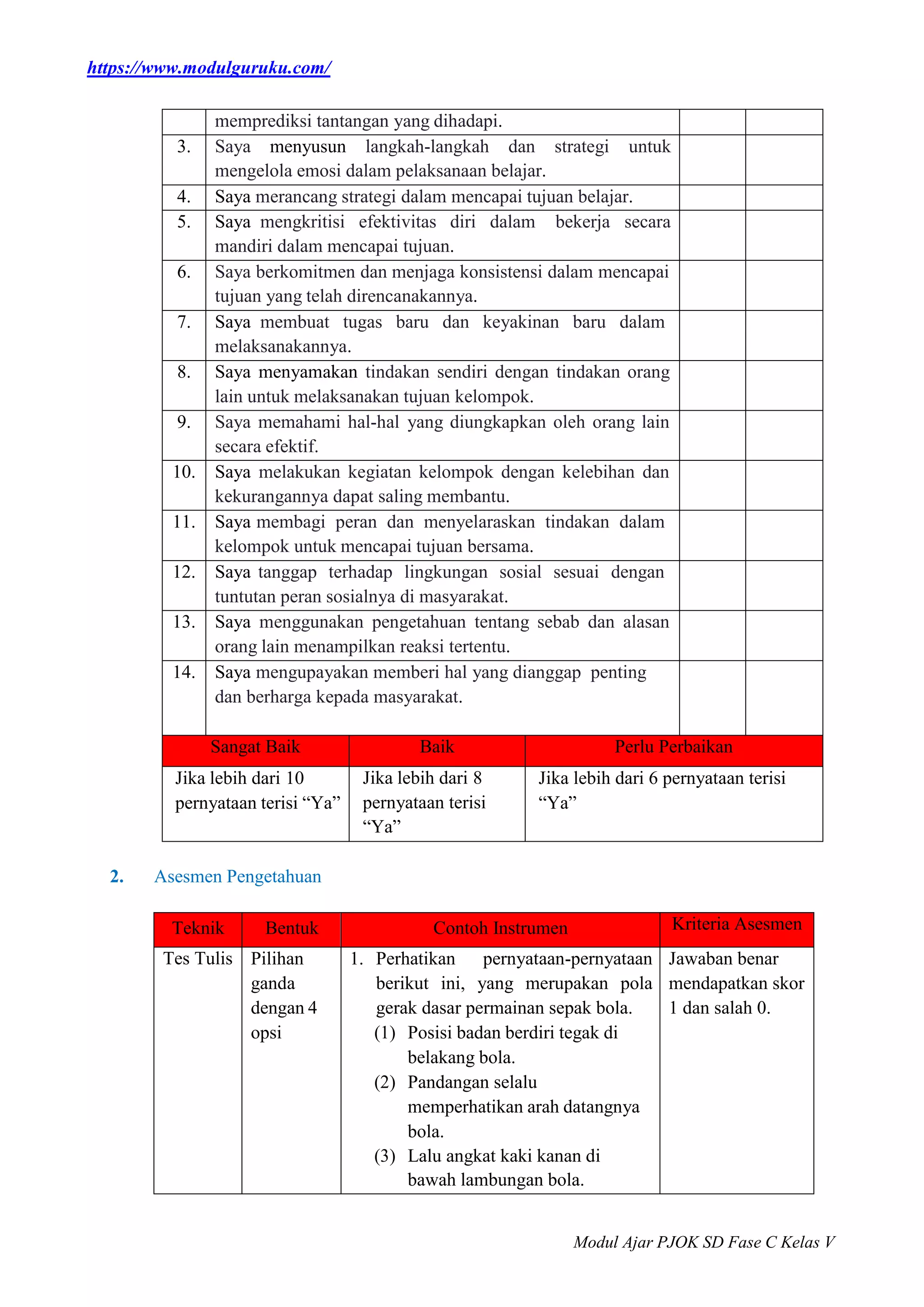 MODUL AJAR PJOK FASE C KELAS 5 KURIKULUM MERDEKA | DOCX