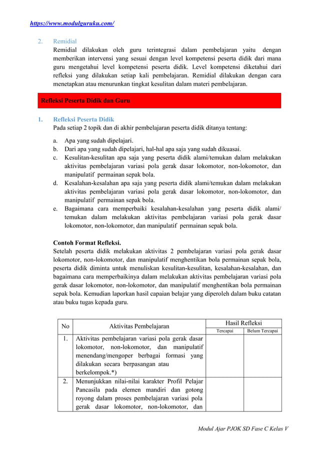 MODUL AJAR PJOK FASE C KELAS 5 KURIKULUM MERDEKA | DOCX