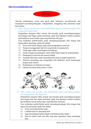 MODUL AJAR PJOK FASE C KELAS 5 KURIKULUM MERDEKA | DOCX