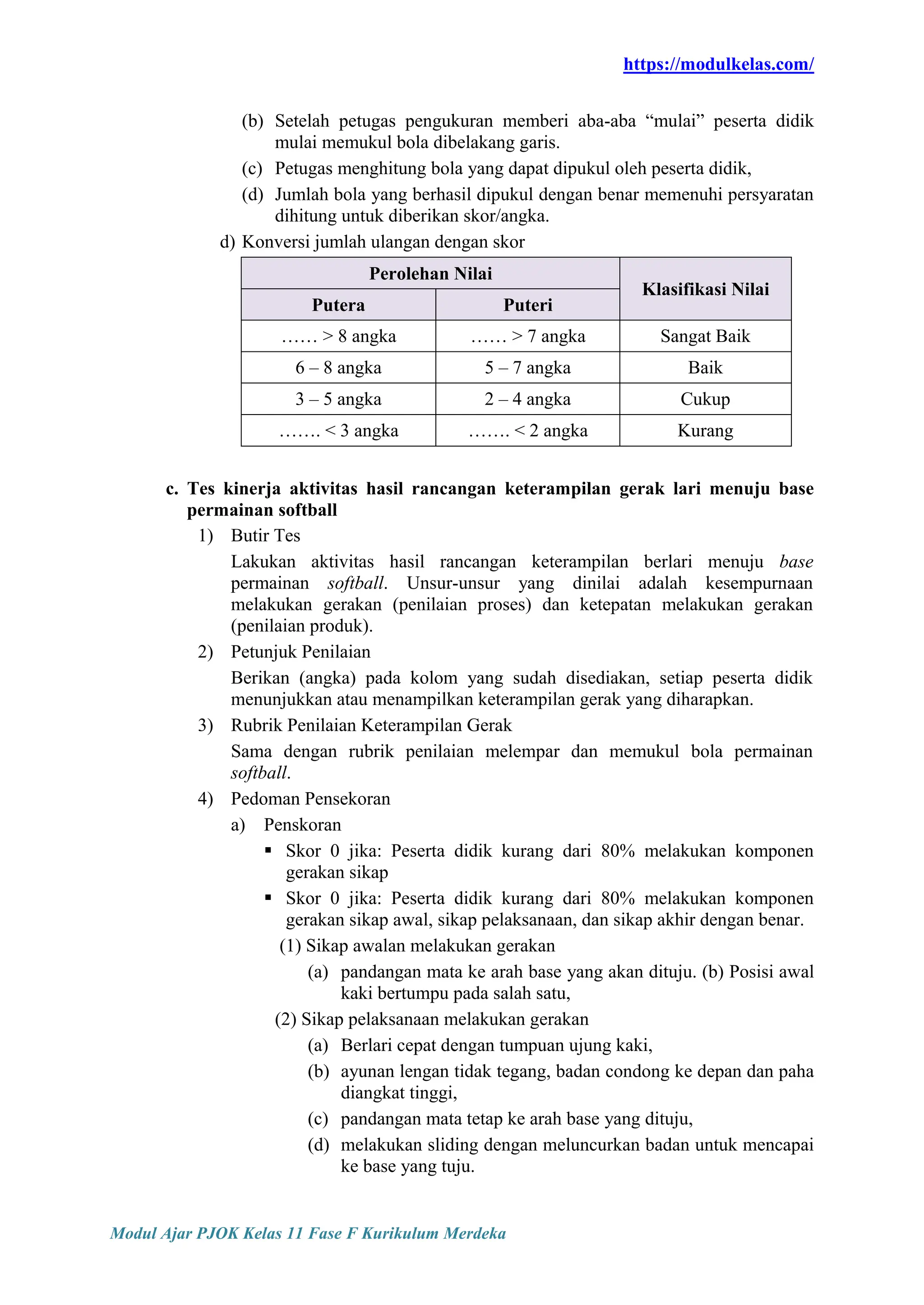 Modul Ajar PJOK Kelas 11 SMA/MA Fase F Kurikulum Merdeka | PDF