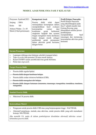 Modul Ajar PJOK Kelas 12 Fase F Kurikulum Merdeka | PDF