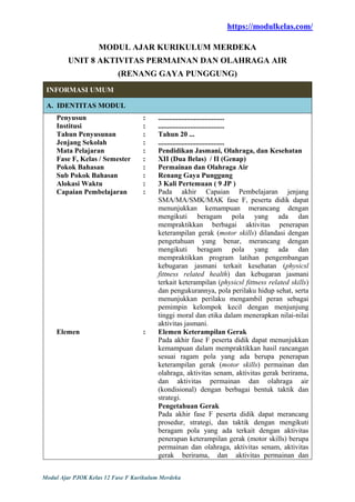 Modul Ajar PJOK Kelas 12 SMA/MA Fase F Kurikulum Merdeka | PDF