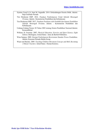 Modul Ajar PJOK Kelas 7 SMP/MTs Fase D Kurikulum Merdeka | PDF