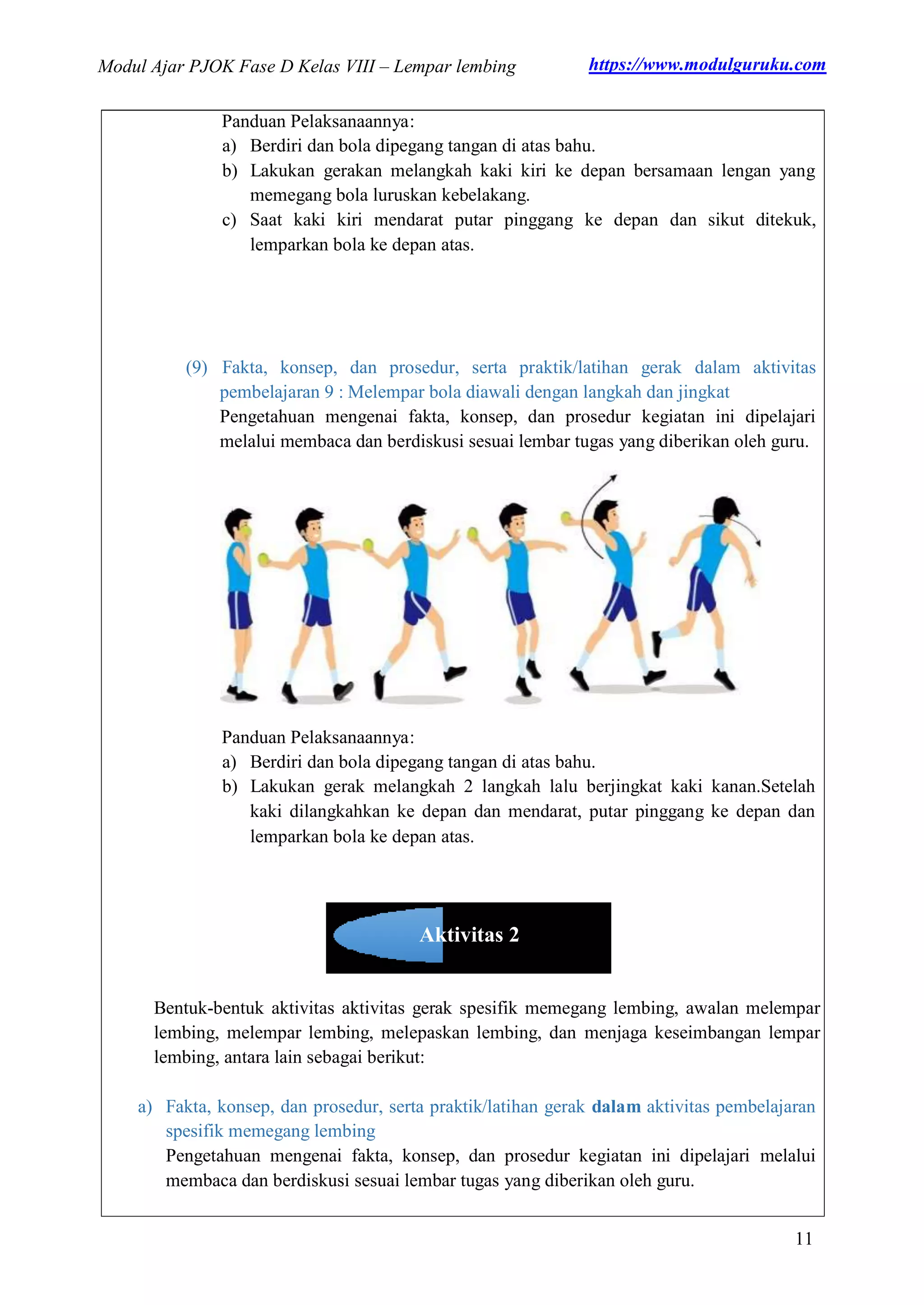 MODUL AJAR PJOK LEMPAR LEMBING FASE D KELAS 8 SMP | DOC