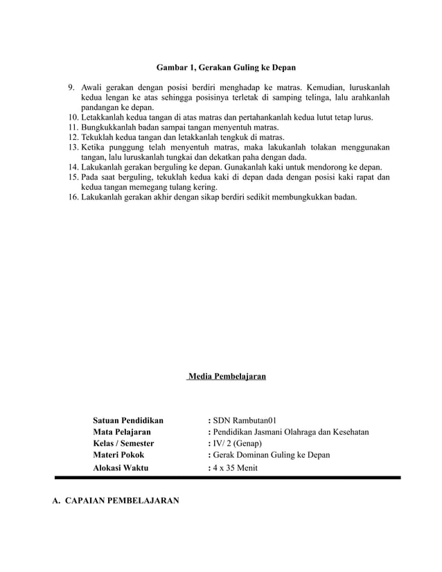 MODUL AJAR PJOK SENAM LANTAI GULING DEPAN OK.docx