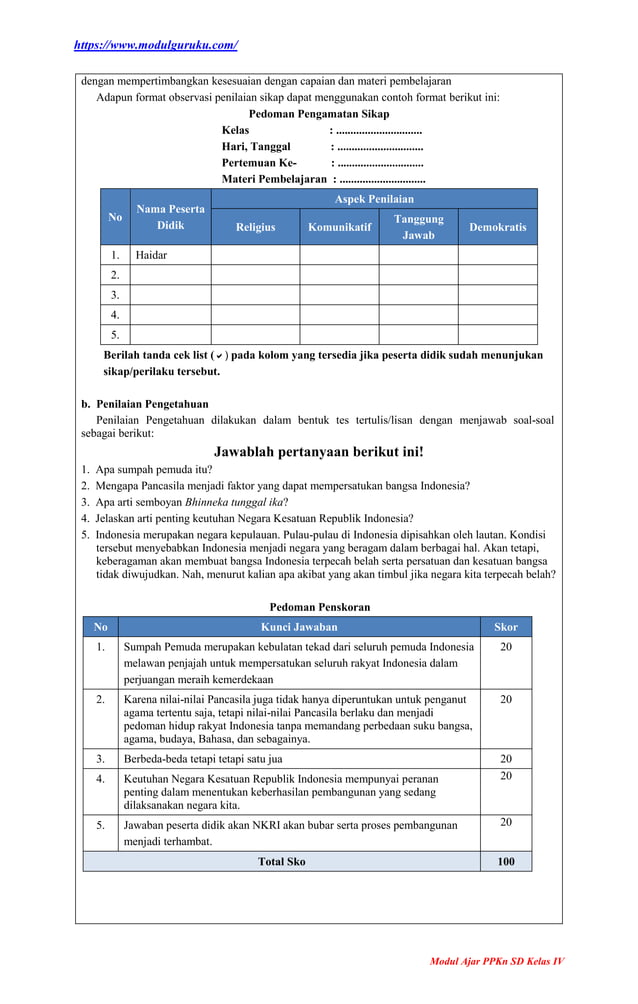 Modul Ajar PPKn BAB 4 Kelas 4 | DOCX
