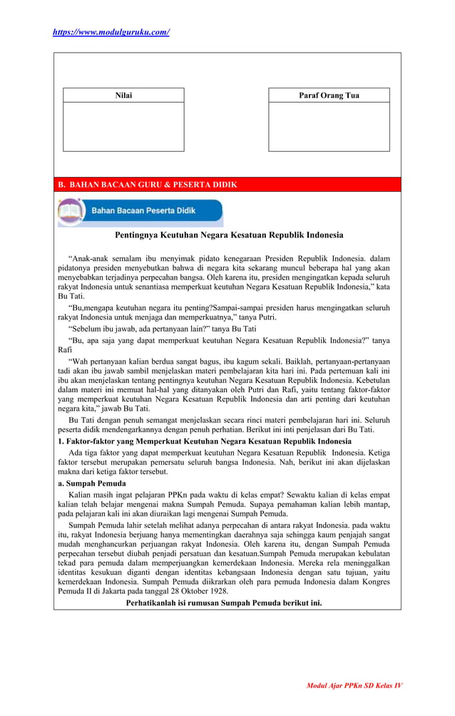 Modul Ajar PPKn BAB 4 Kelas 4 | DOCX