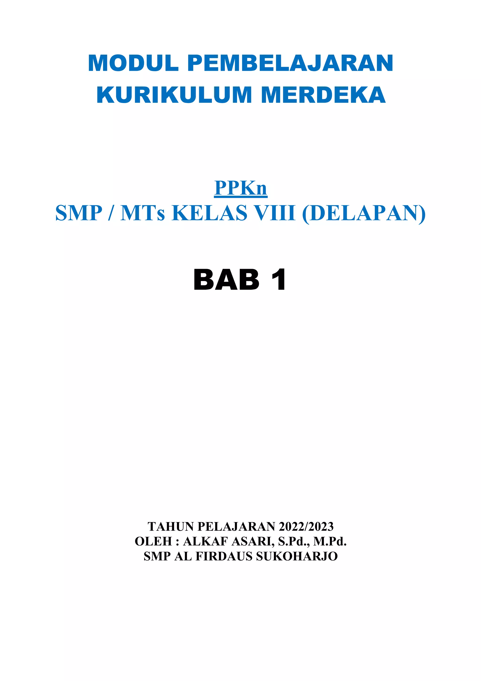 Modul Ajar PPKn Kelas 8 BAB 1_ALKAF ASARI.pdf
