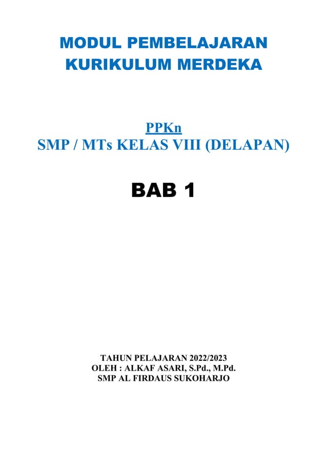 Modul Ajar PPKn Kelas 8 BAB 1_ALKAF ASARI.pdf