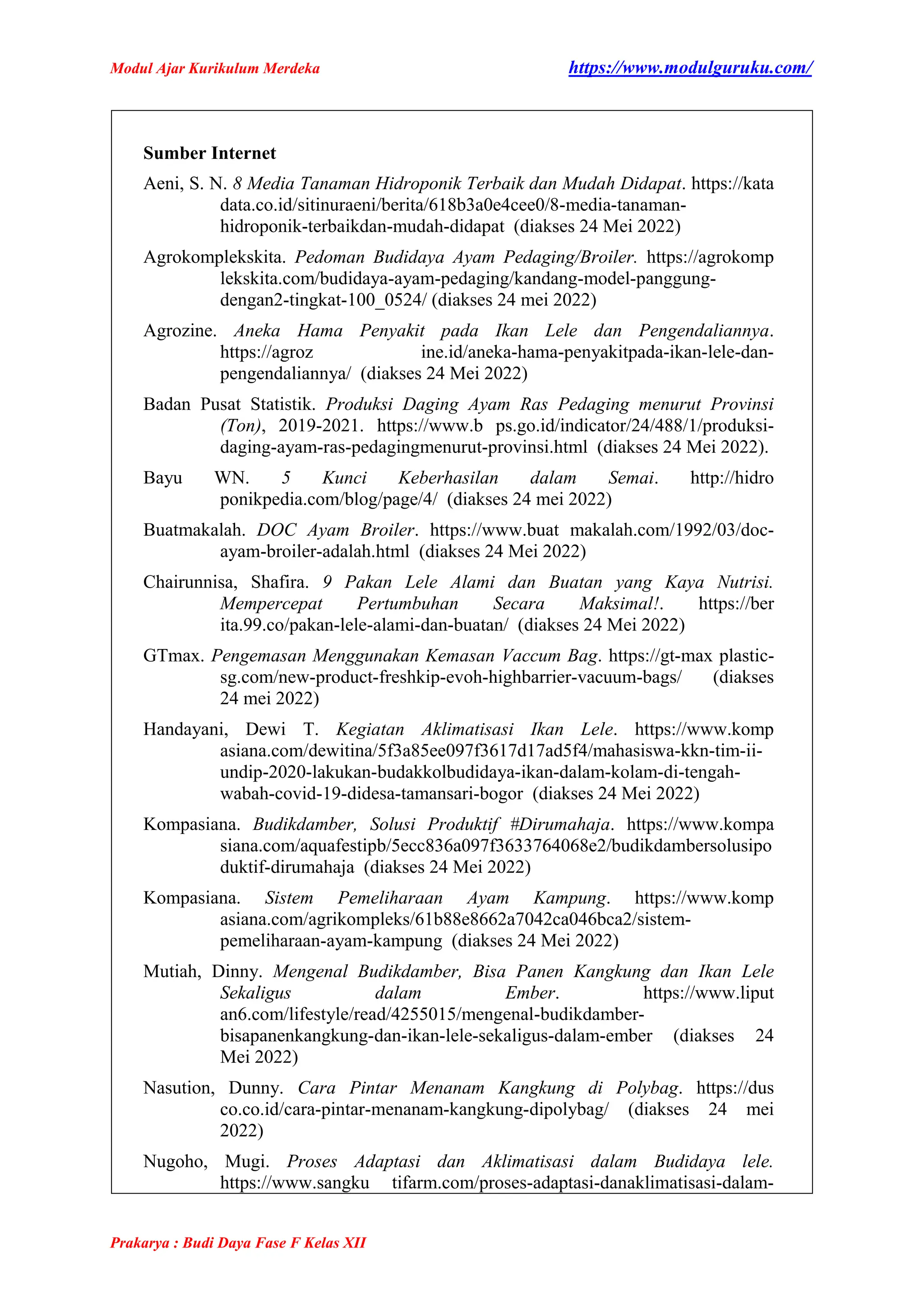 Modul Ajar Prakarya Budidaya Kelas 12 Fase F Kurikulum Merdeka | PDF