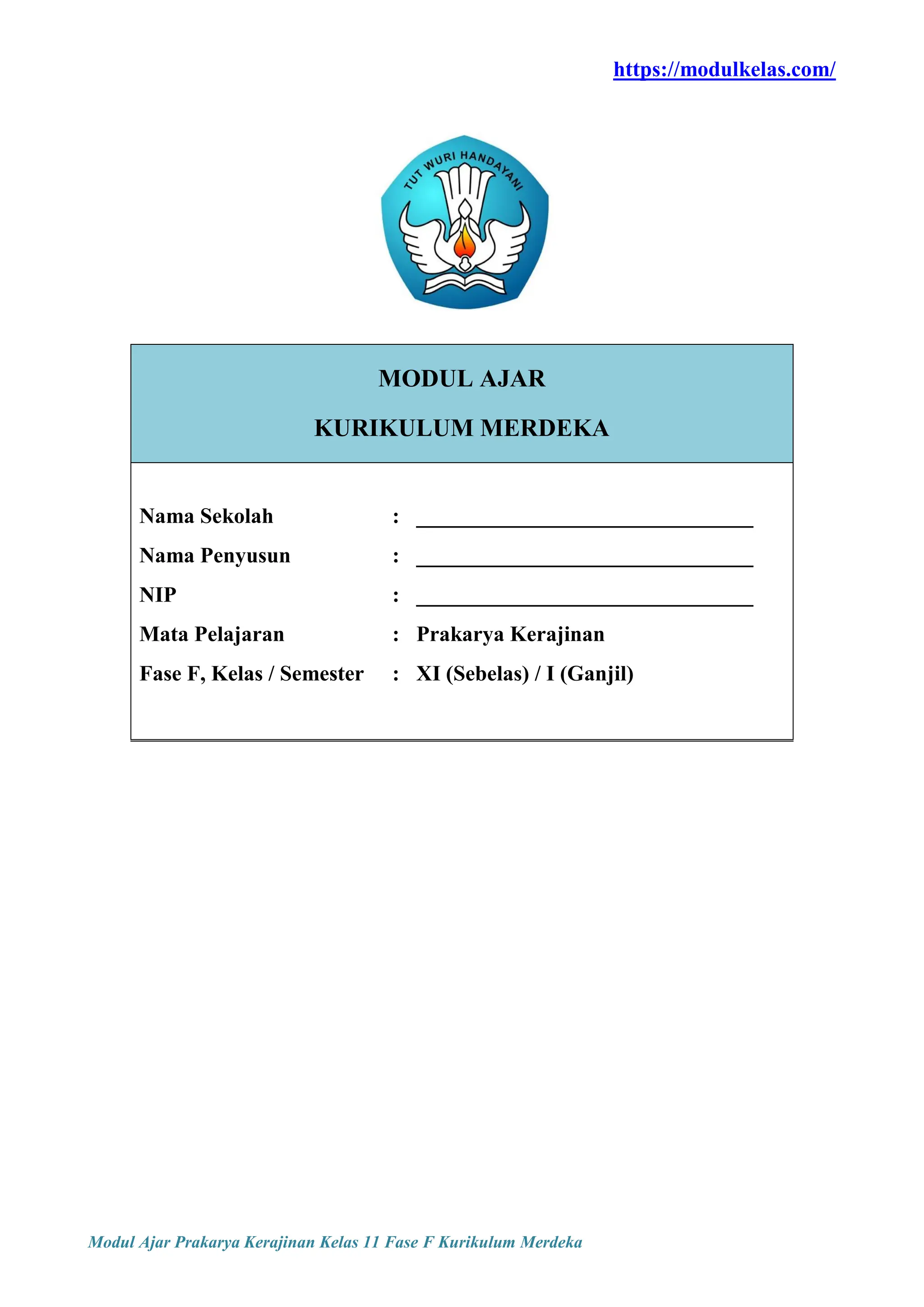 Modul Ajar Prakarya Kerajinan Kelas 11 SMA/MA Fase F Kurikulum Merdeka ...