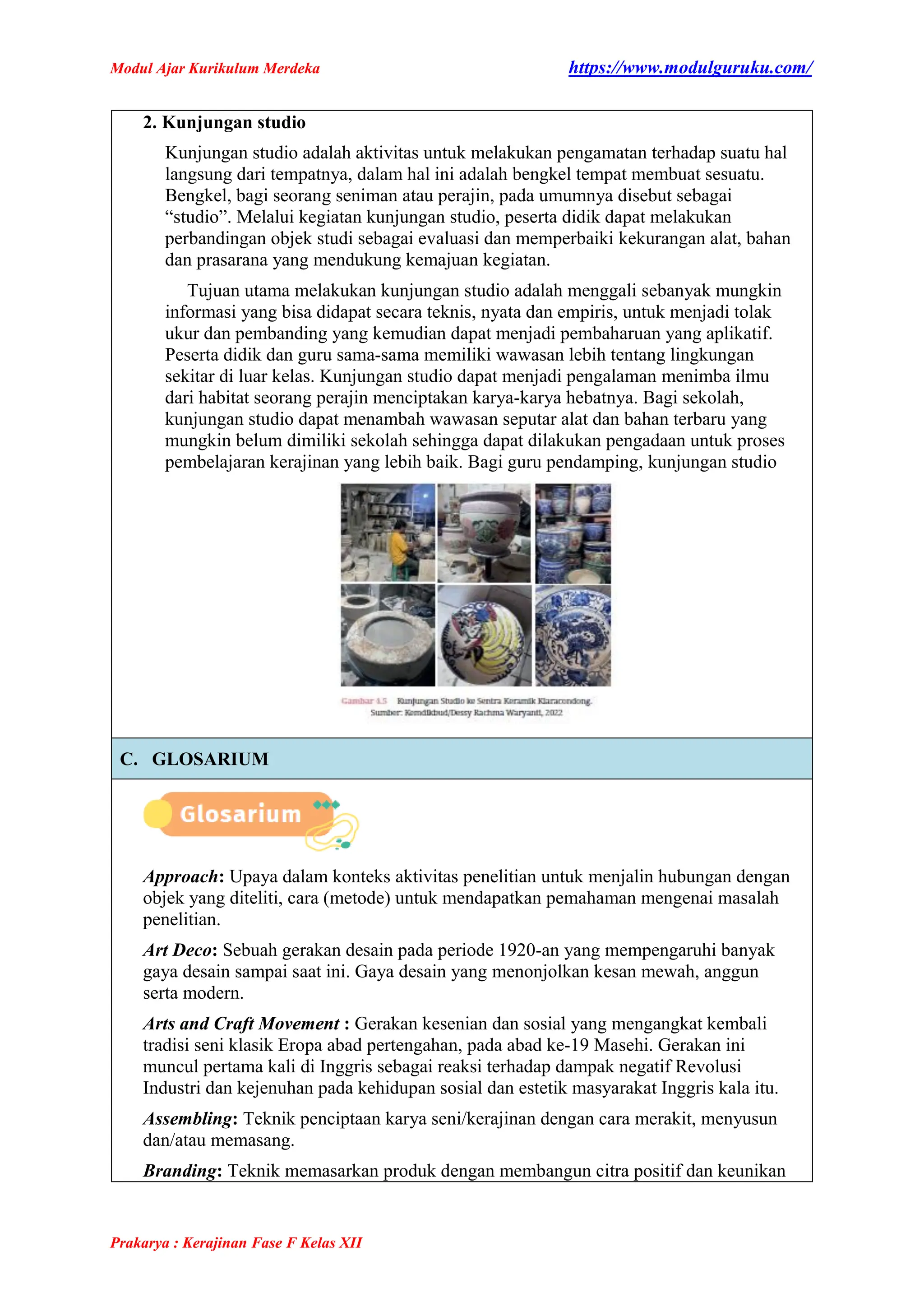 Modul Ajar Prakarya Kerajinan Kelas 12 Fase F Kurikulum Merdeka | PDF