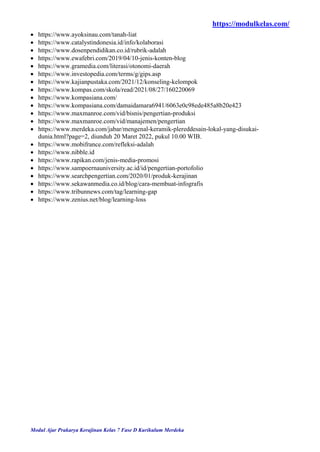 Modul Ajar Prakarya Kerajinan Kelas 7 SMP/MTs Fase D Kurikulum Merdeka | PDF