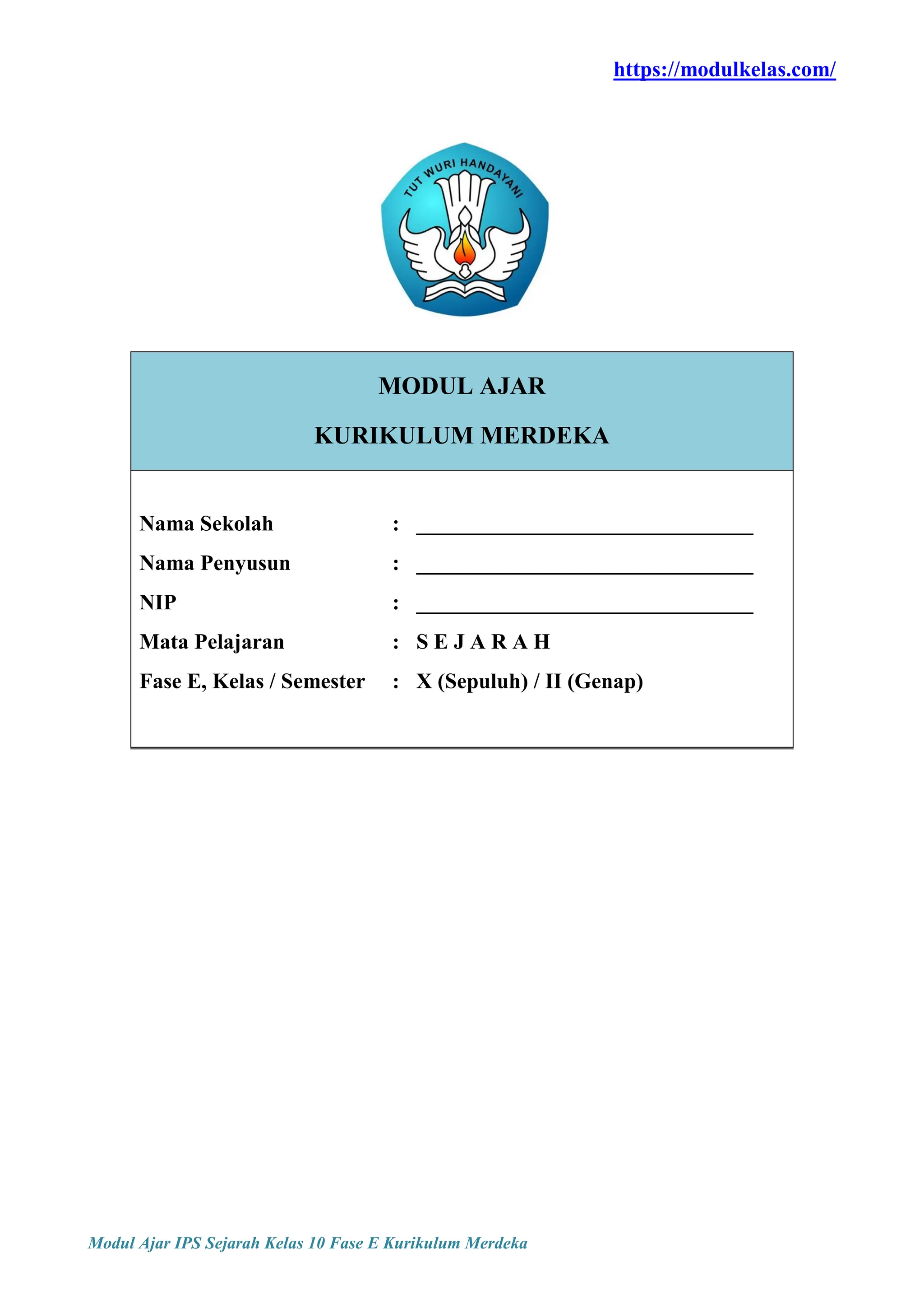 Modul Ajar Sejarah Kelas 10 SMA/MA Fase E Kurikulum Merdeka | PDF