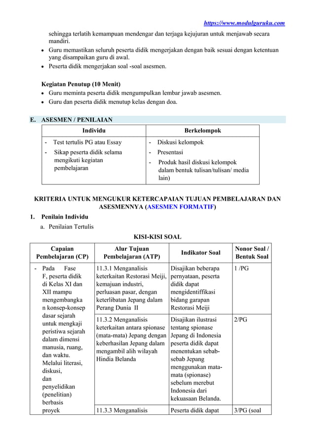 Modul Ajar Sejarah Kelas 11 Fase F Kurikulum Merdeka | PDF