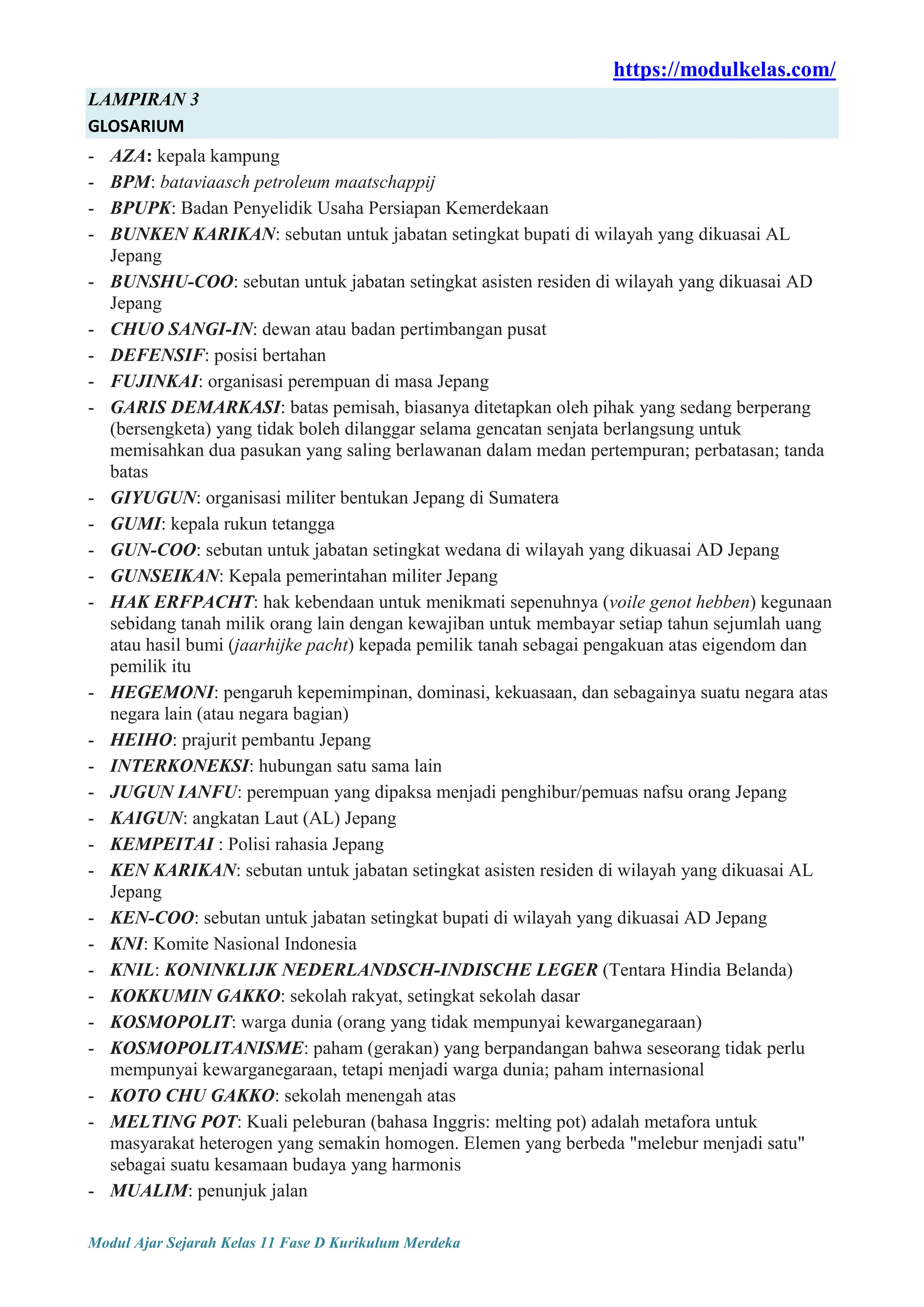 Modul Ajar Sejarah Kelas 11 SMA/MA Fase F Kurikulum Merdeka | PDF