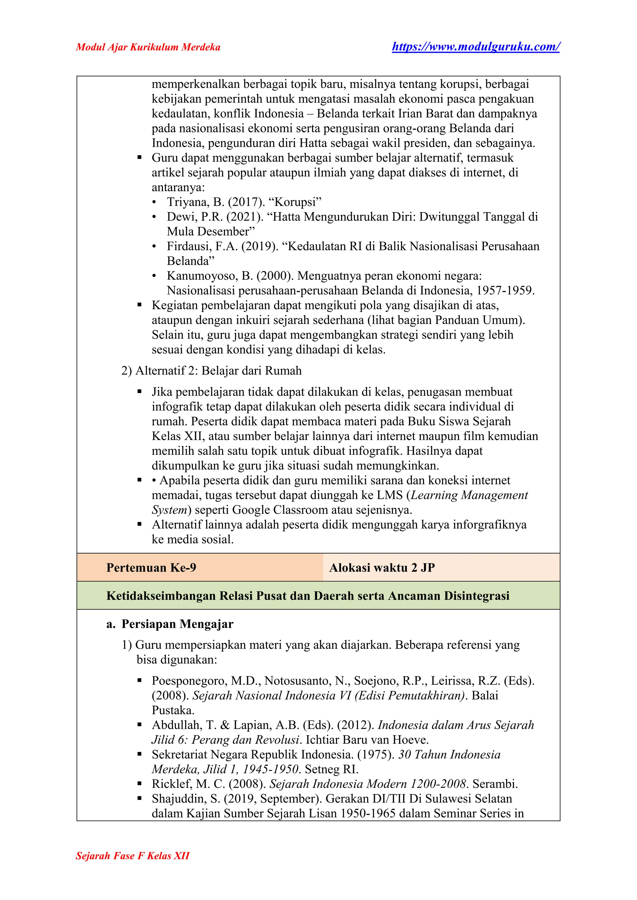 Modul Ajar Sejarah Kelas 12 Fase F Kurikulum Merdeka | PDF