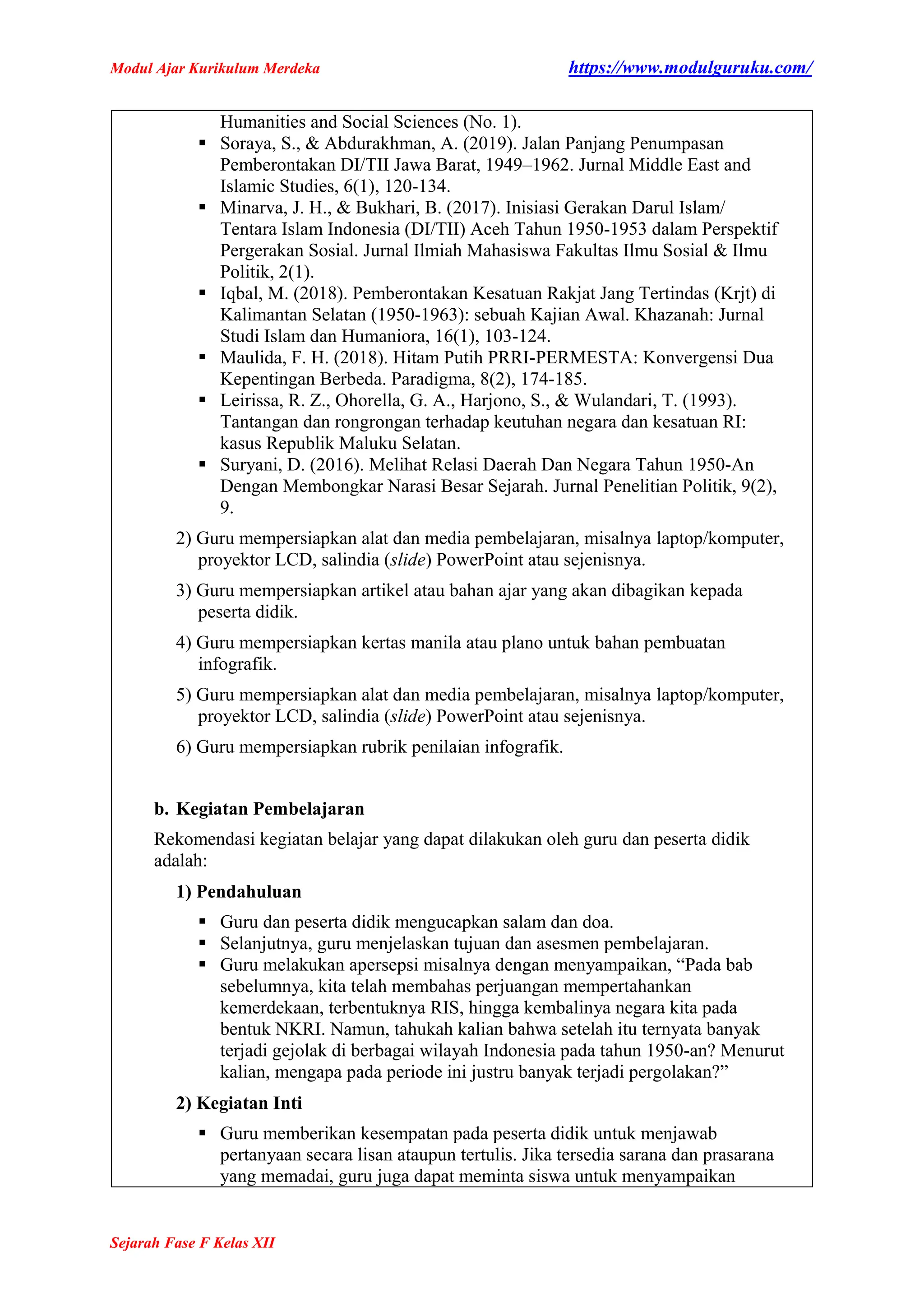 Modul Ajar Sejarah Kelas 12 Fase F Kurikulum Merdeka | PDF