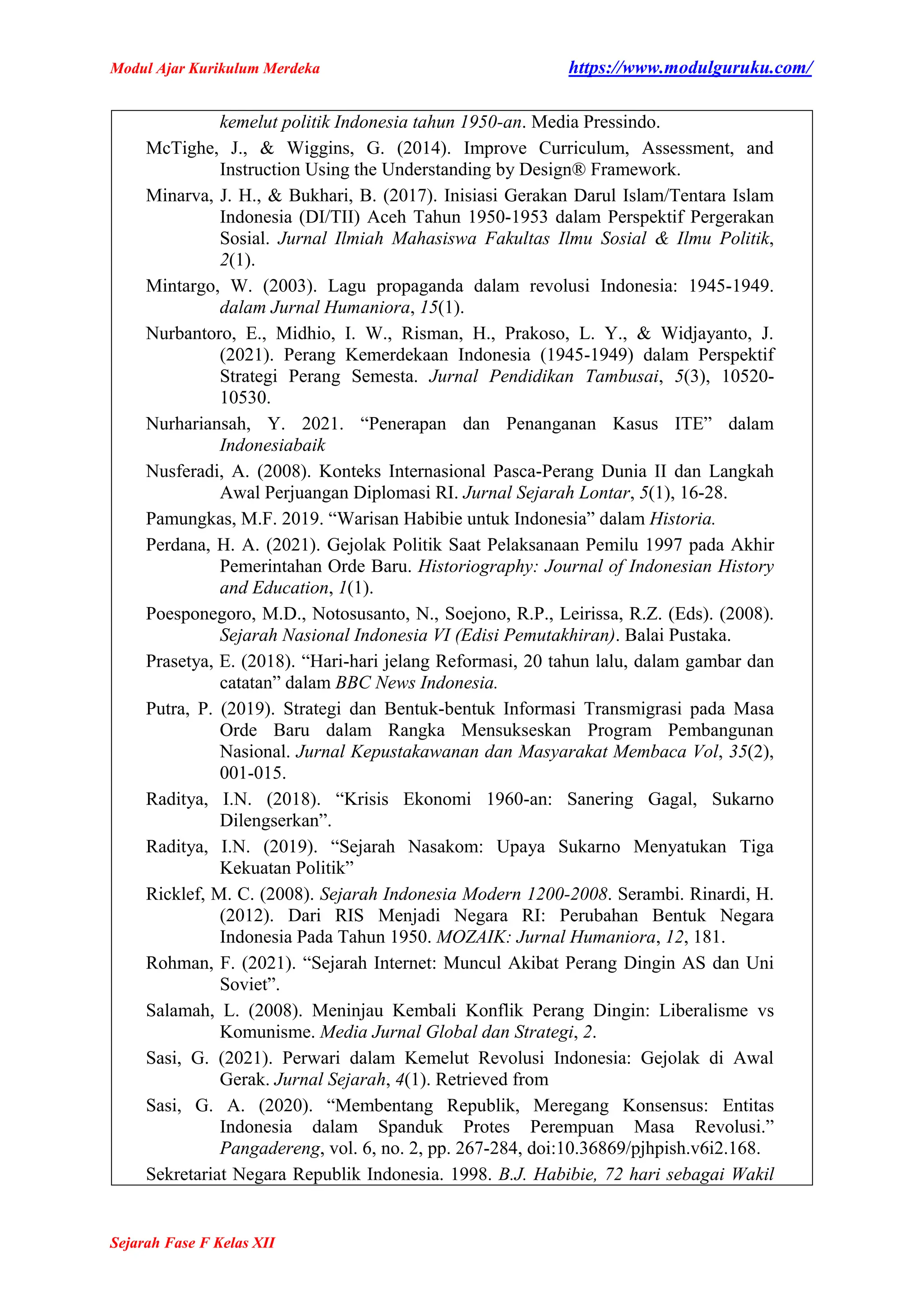 Modul Ajar Sejarah Kelas 12 Fase F Kurikulum Merdeka | PDF