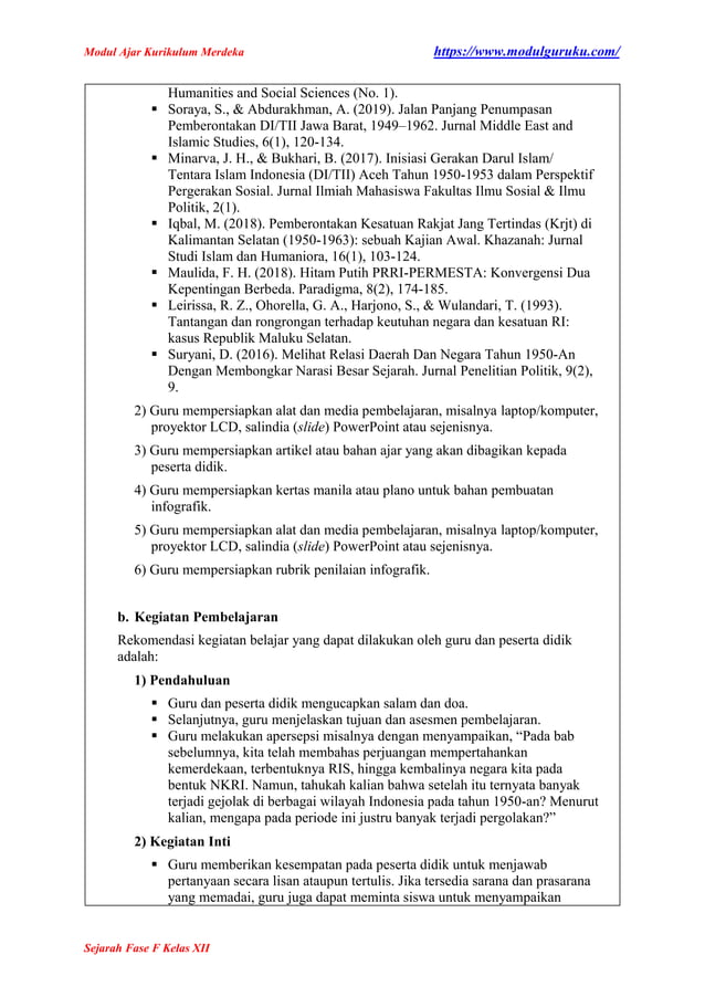Modul Ajar Sejarah Kelas 12 Fase F Kurikulum Merdeka | PDF